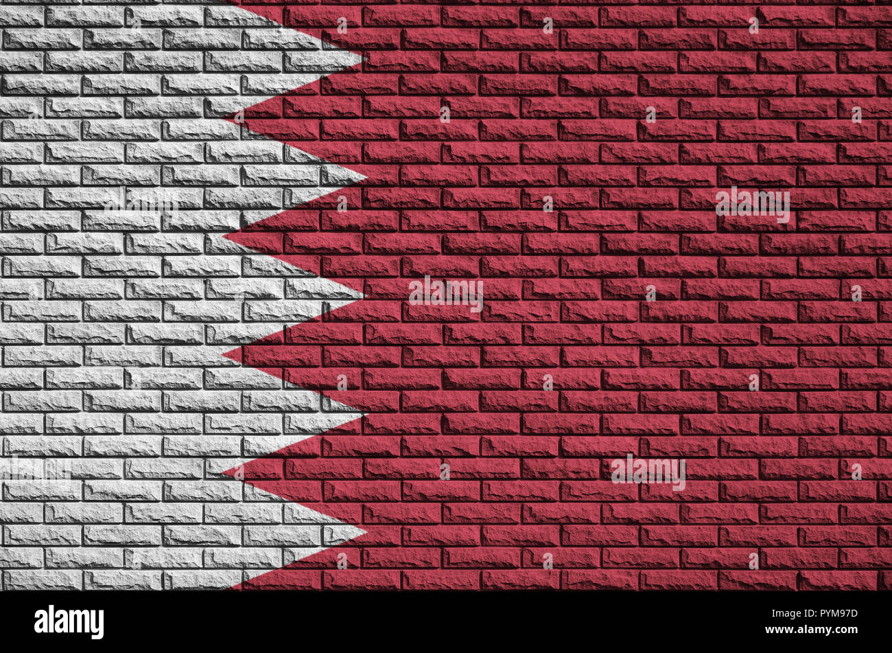 Bahrain flag is painted onto an old brick wall Stock Photo - Alamy