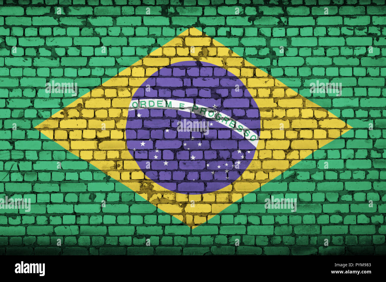 Brazil flag is painted onto an old brick wall Stock Photo - Alamy