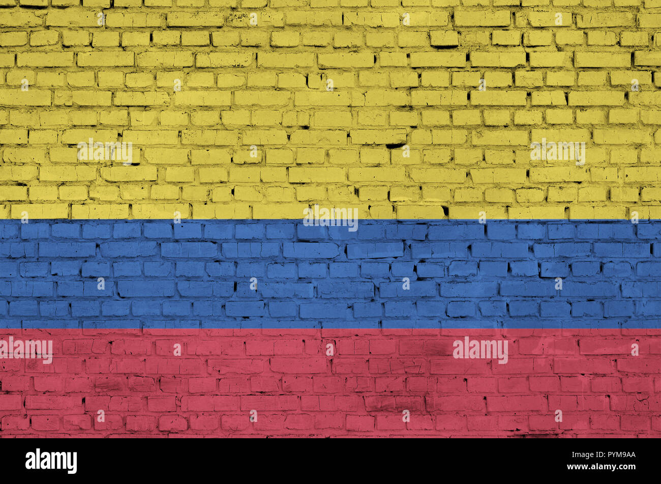 Colombia flag is painted onto an old brick wall Stock Photo - Alamy