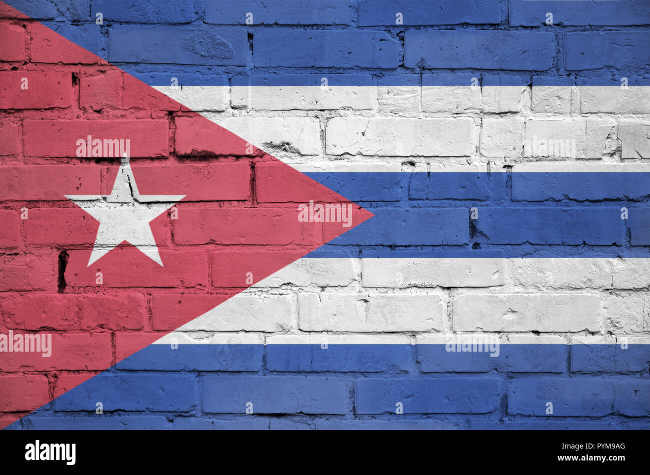 Cuba flag is painted onto an old brick wall Stock Photo - Alamy