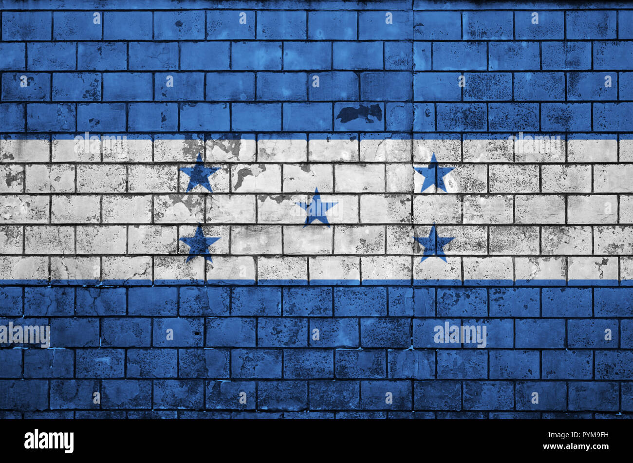Honduras flag is painted onto an old brick wall Stock Photo - Alamy