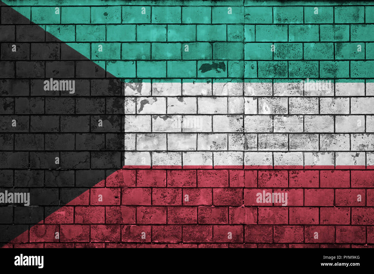 Kuwait flag is painted onto an old brick wall Stock Photo - Alamy