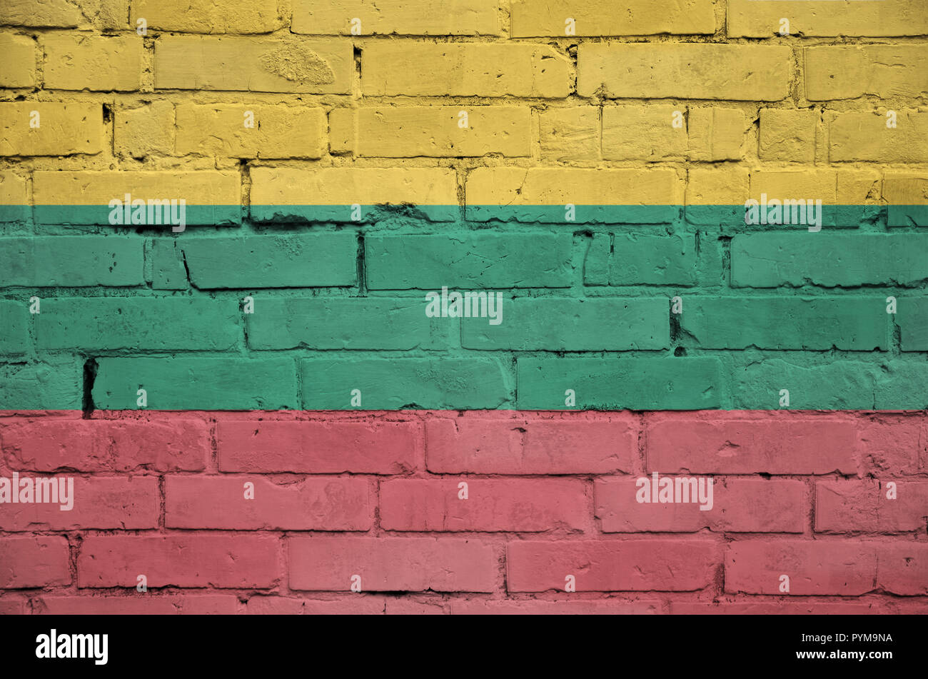 Lithuania flag is painted onto an old brick wall Stock Photo - Alamy