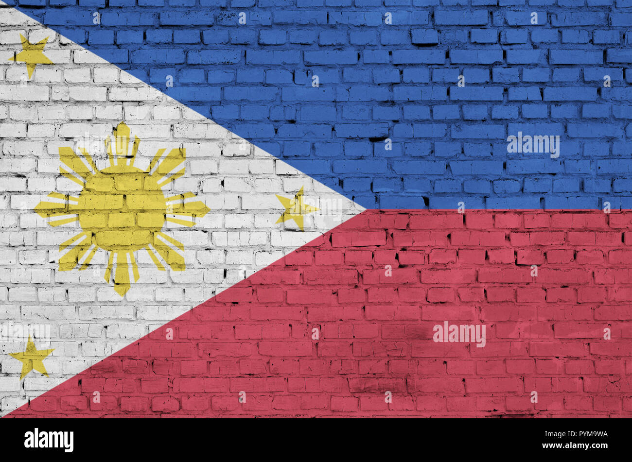 Philippines flag is painted onto an old brick wall Stock Photo - Alamy