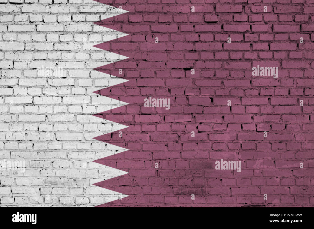 Qatar flag is painted onto an old brick wall Stock Photo - Alamy
