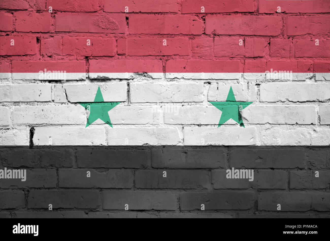 Syria flag is painted onto an old brick wall Stock Photo - Alamy