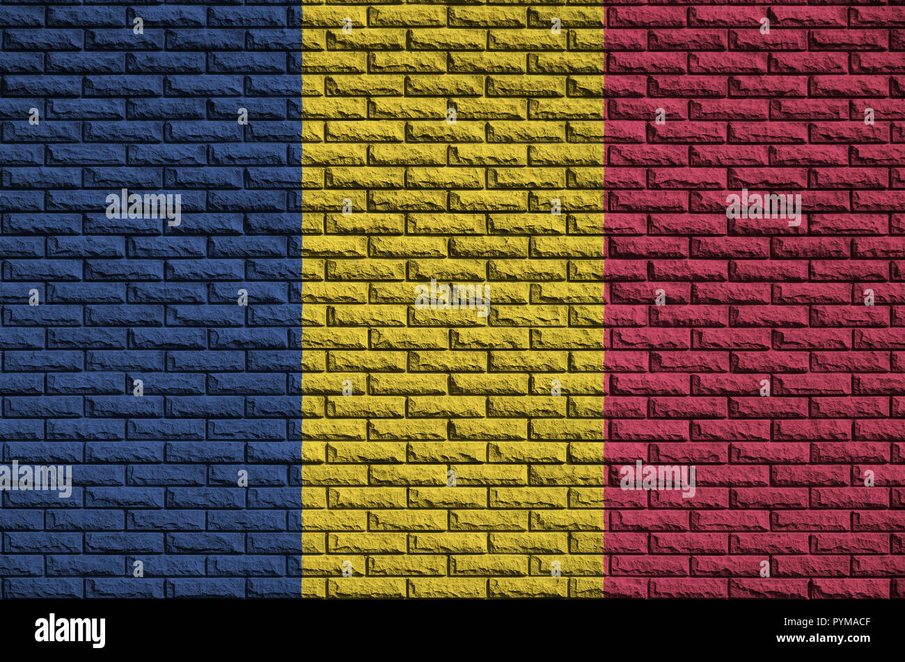 Chad flag is painted onto an old brick wall Stock Photo - Alamy