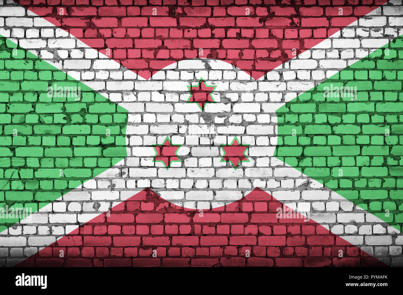 Burundi flag is painted onto an old brick wall Stock Photo - Alamy