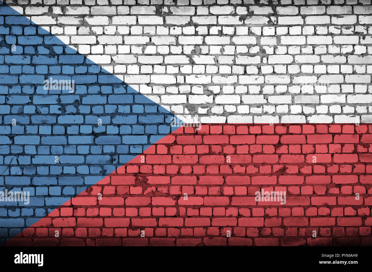 Czech flag is painted onto an old brick wall Stock Photo - Alamy