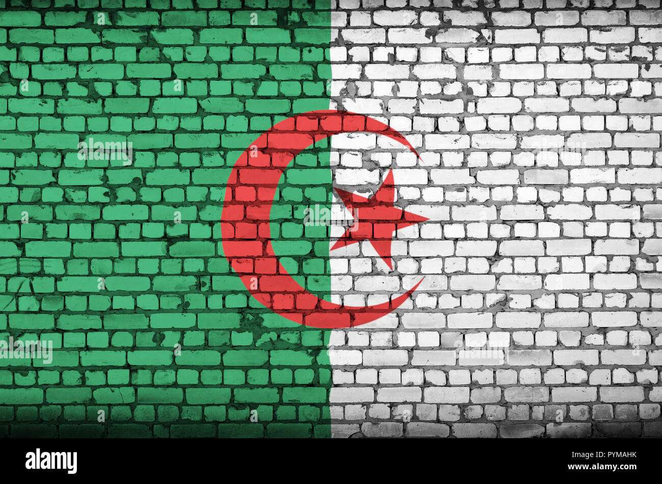 Algeria flag is painted onto an old brick wall Stock Photo - Alamy