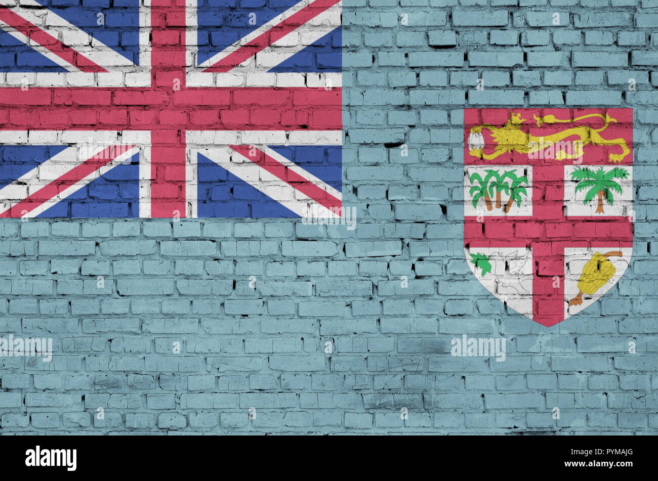 Fiji flag is painted onto an old brick wall Stock Photo - Alamy