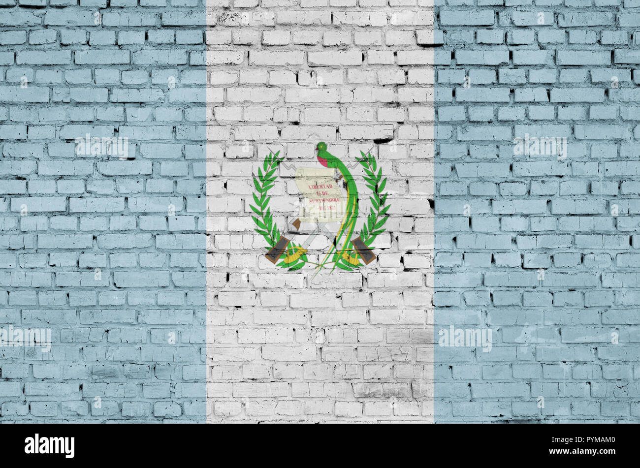 Guatemala flag is painted onto an old brick wall Stock Photo - Alamy