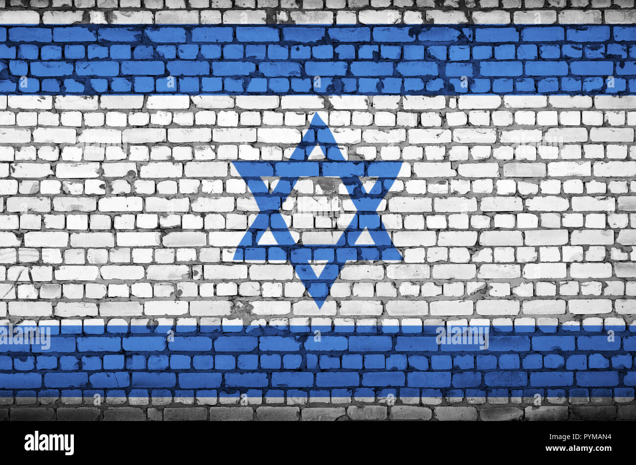 Israel flag is painted onto an old brick wall Stock Photo - Alamy
