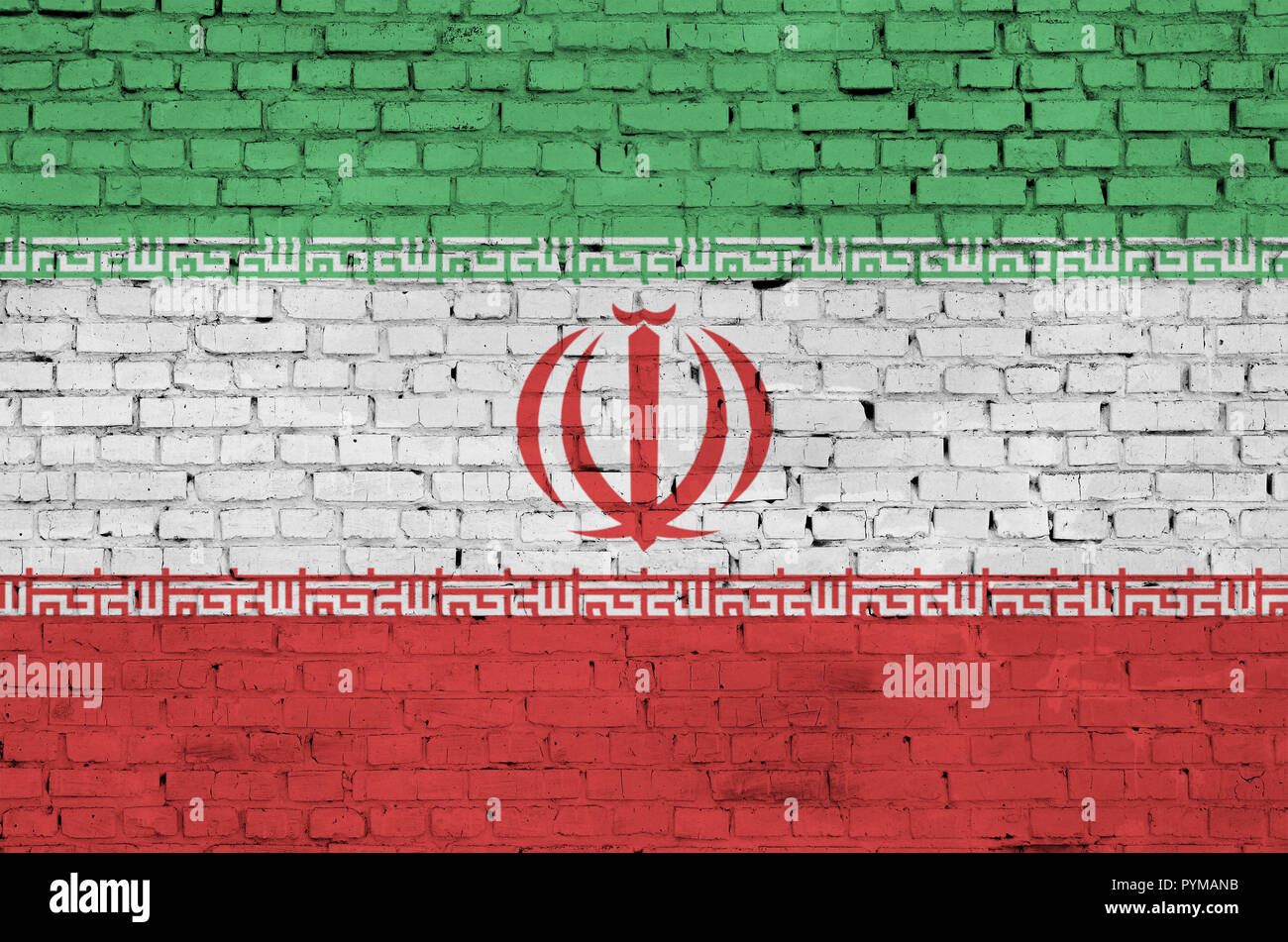 Iran flag is painted onto an old brick wall Stock Photo - Alamy