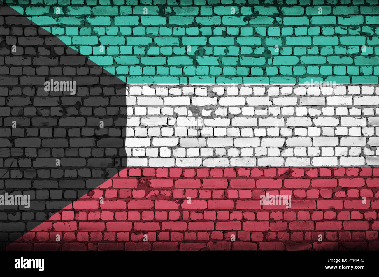 Kuwait flag is painted onto an old brick wall Stock Photo - Alamy