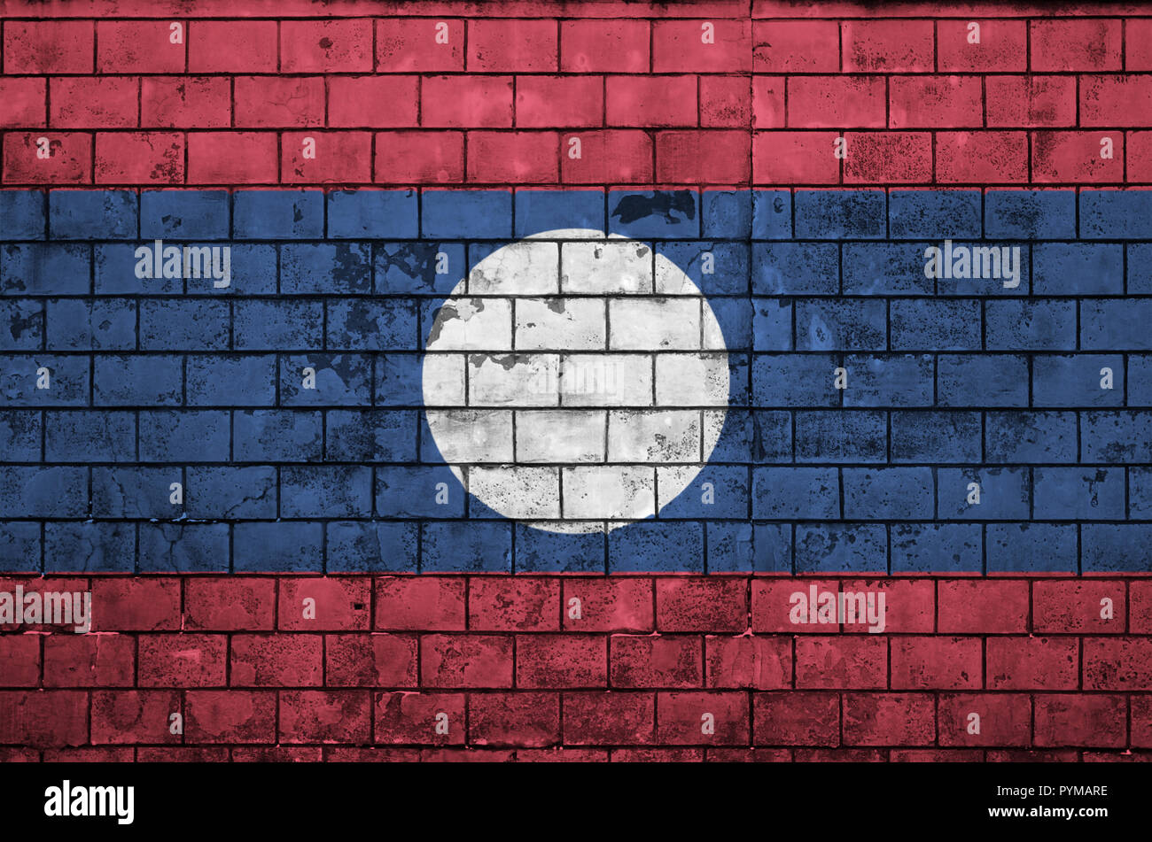 Laos flag is painted onto an old brick wall Stock Photo - Alamy