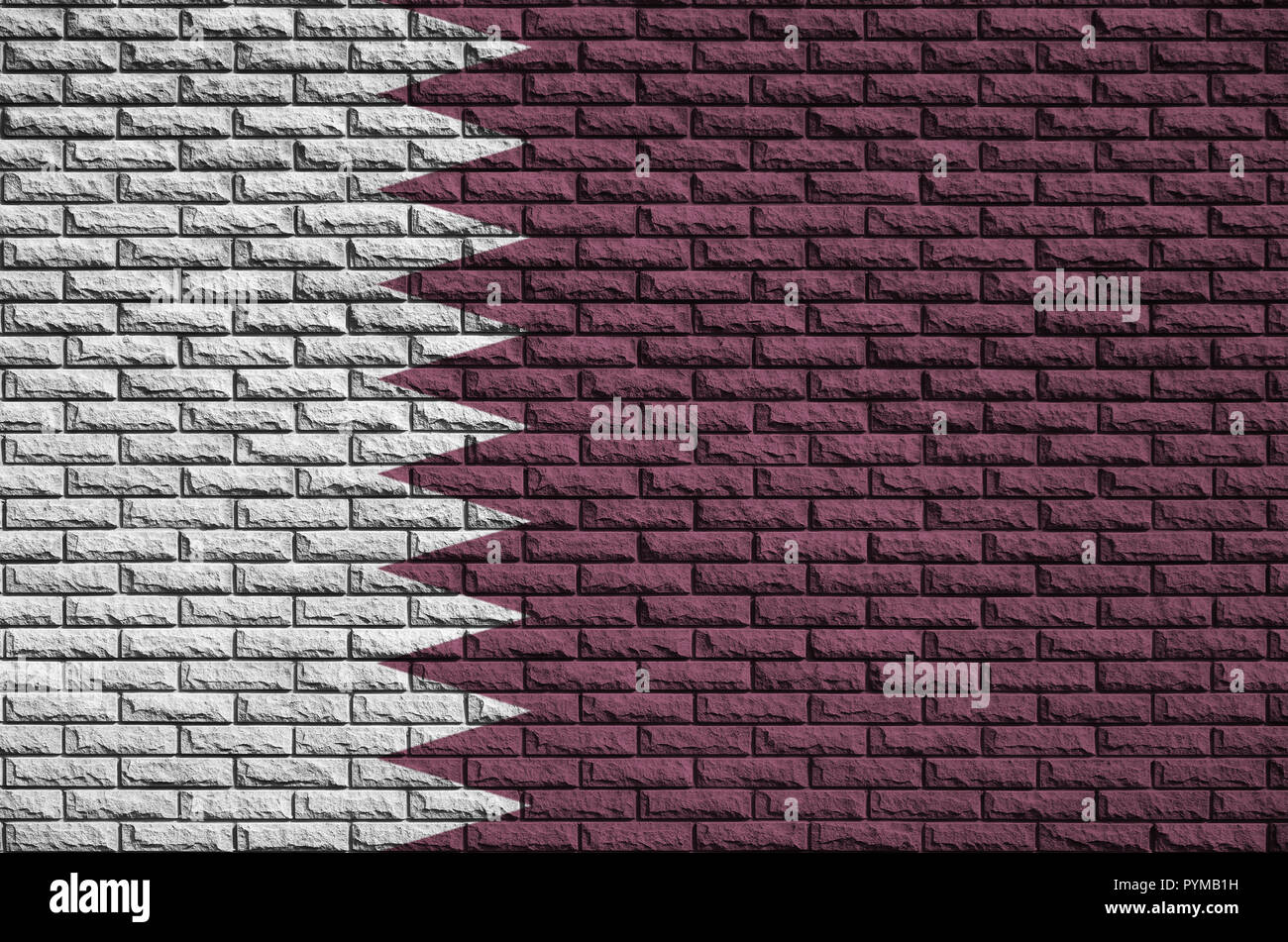 Qatar flag is painted onto an old brick wall Stock Photo - Alamy