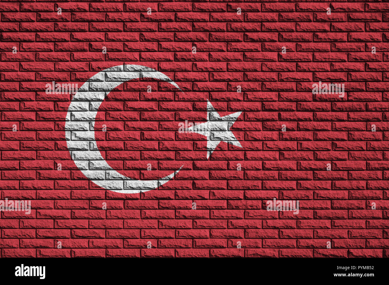 Turkey flag is painted onto an old brick wall Stock Photo - Alamy