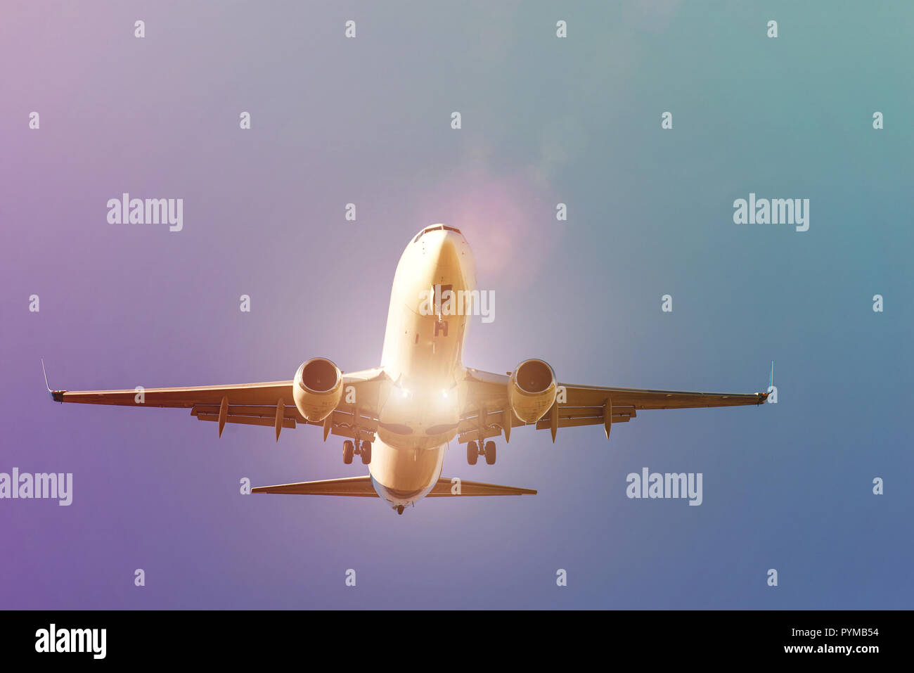 aircraft flying in the sky. front view Stock Photo - Alamy