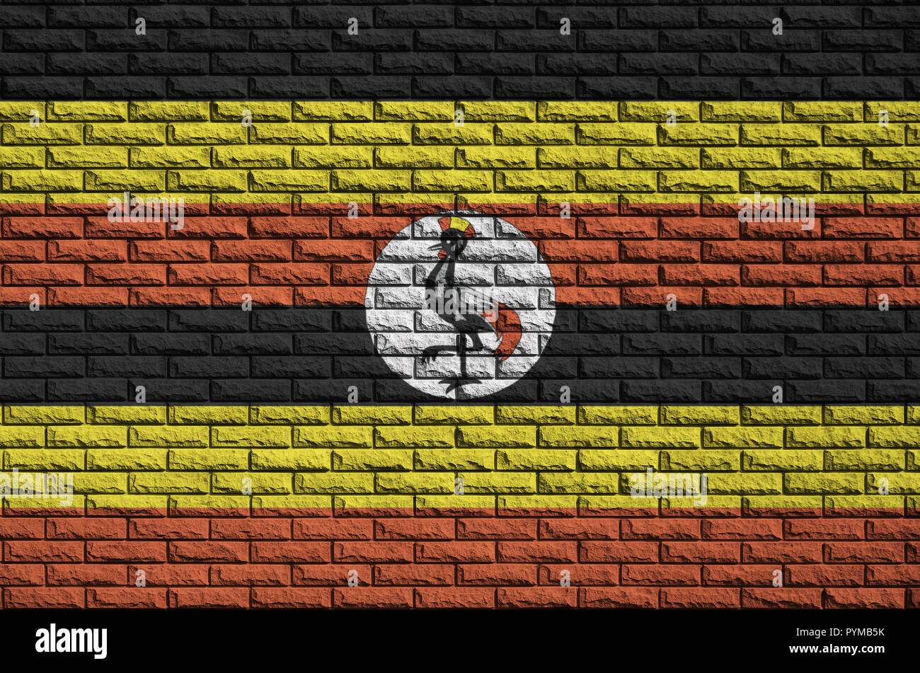 Uganda flag is painted onto an old brick wall Stock Photo - Alamy