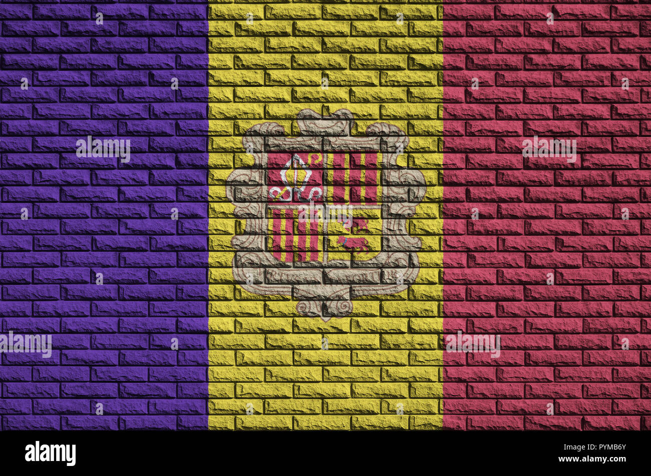 Andorra flag is painted onto an old brick wall Stock Photo - Alamy