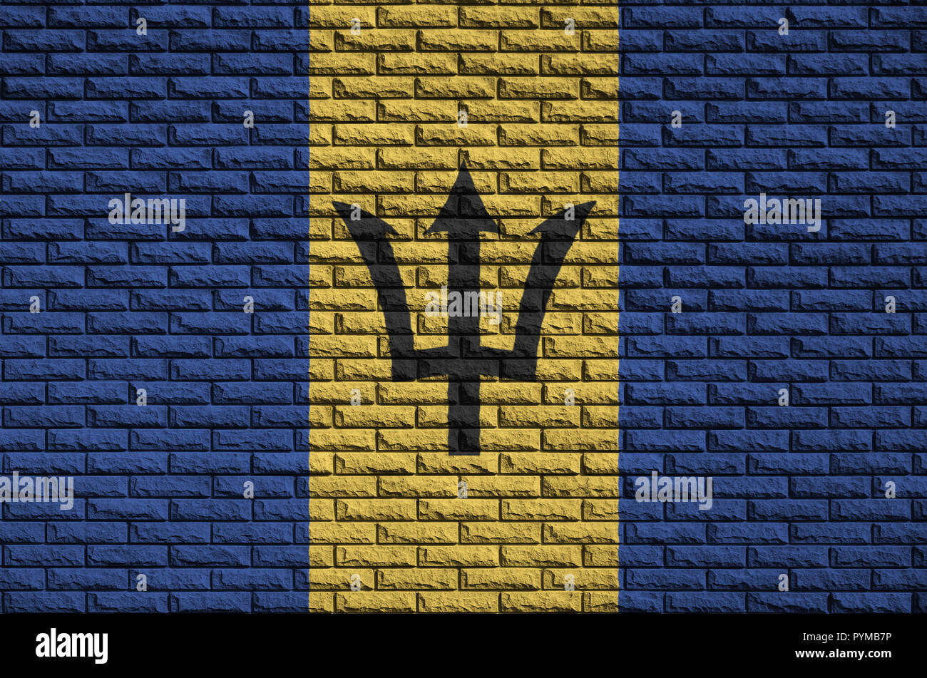 Barbados flag is painted onto an old brick wall Stock Photo - Alamy