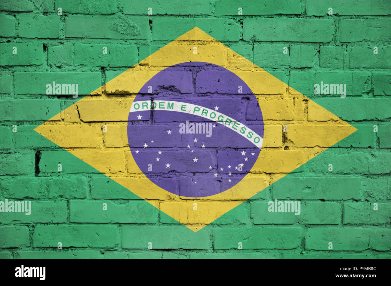 Brazil flag is painted onto an old brick wall Stock Photo - Alamy