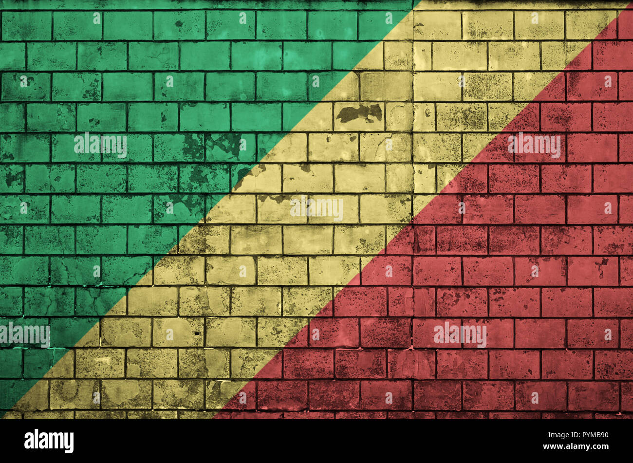 Congo flag is painted onto an old brick wall Stock Photo - Alamy