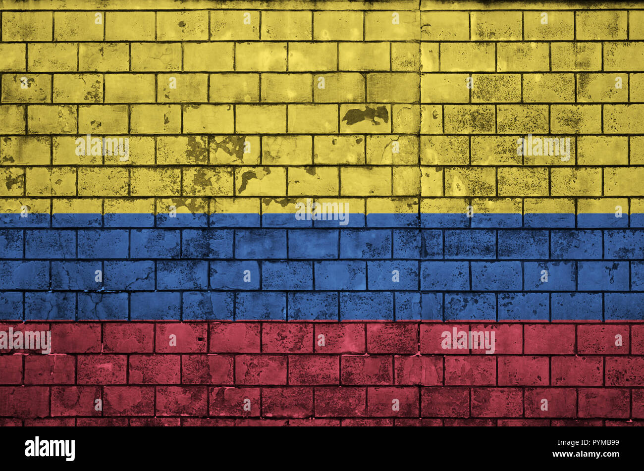 Colombia flag is painted onto an old brick wall Stock Photo - Alamy