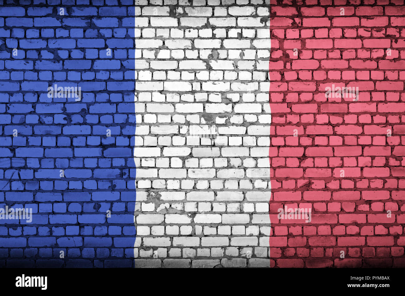France flag is painted onto an old brick wall Stock Photo - Alamy