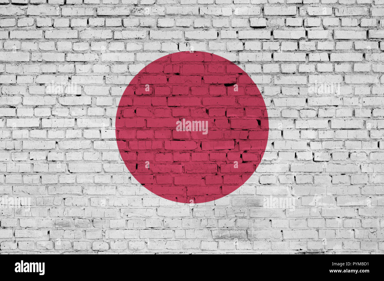 Japan flag is painted onto an old brick wall Stock Photo - Alamy