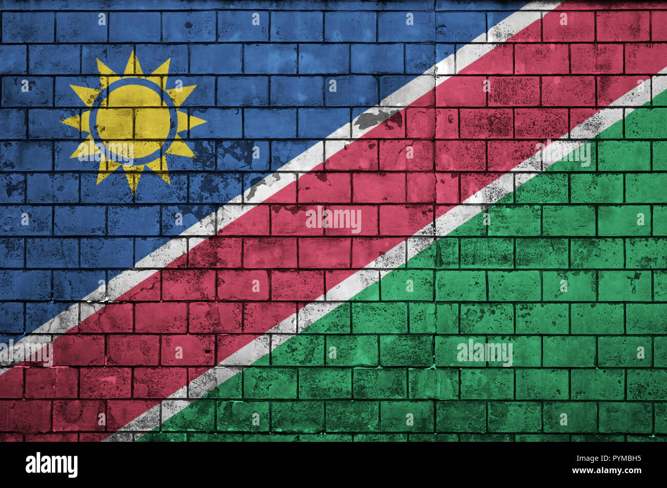 Namibia flag is painted onto an old brick wall Stock Photo - Alamy