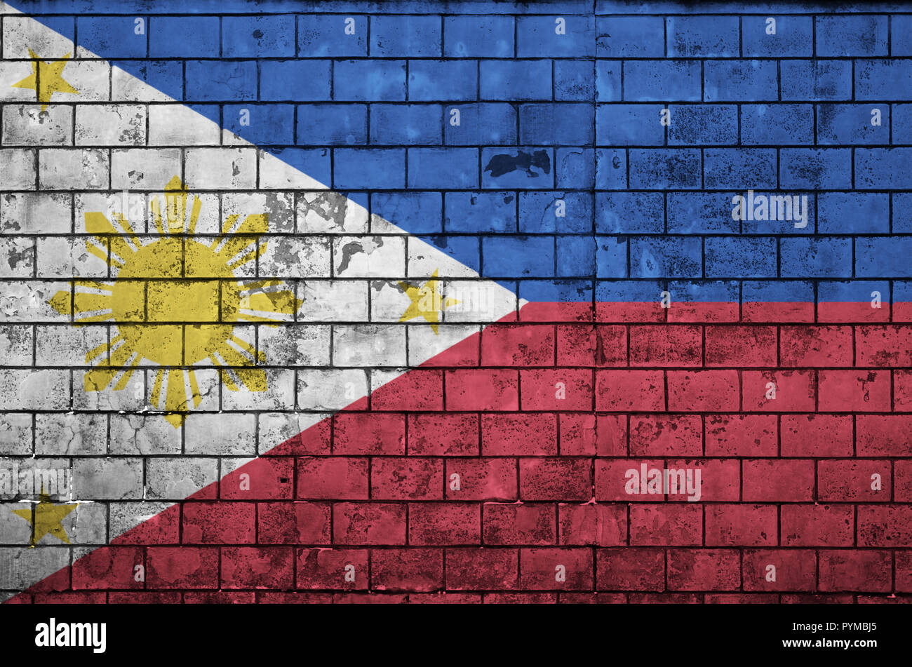 Philippines flag is painted onto an old brick wall Stock Photo - Alamy