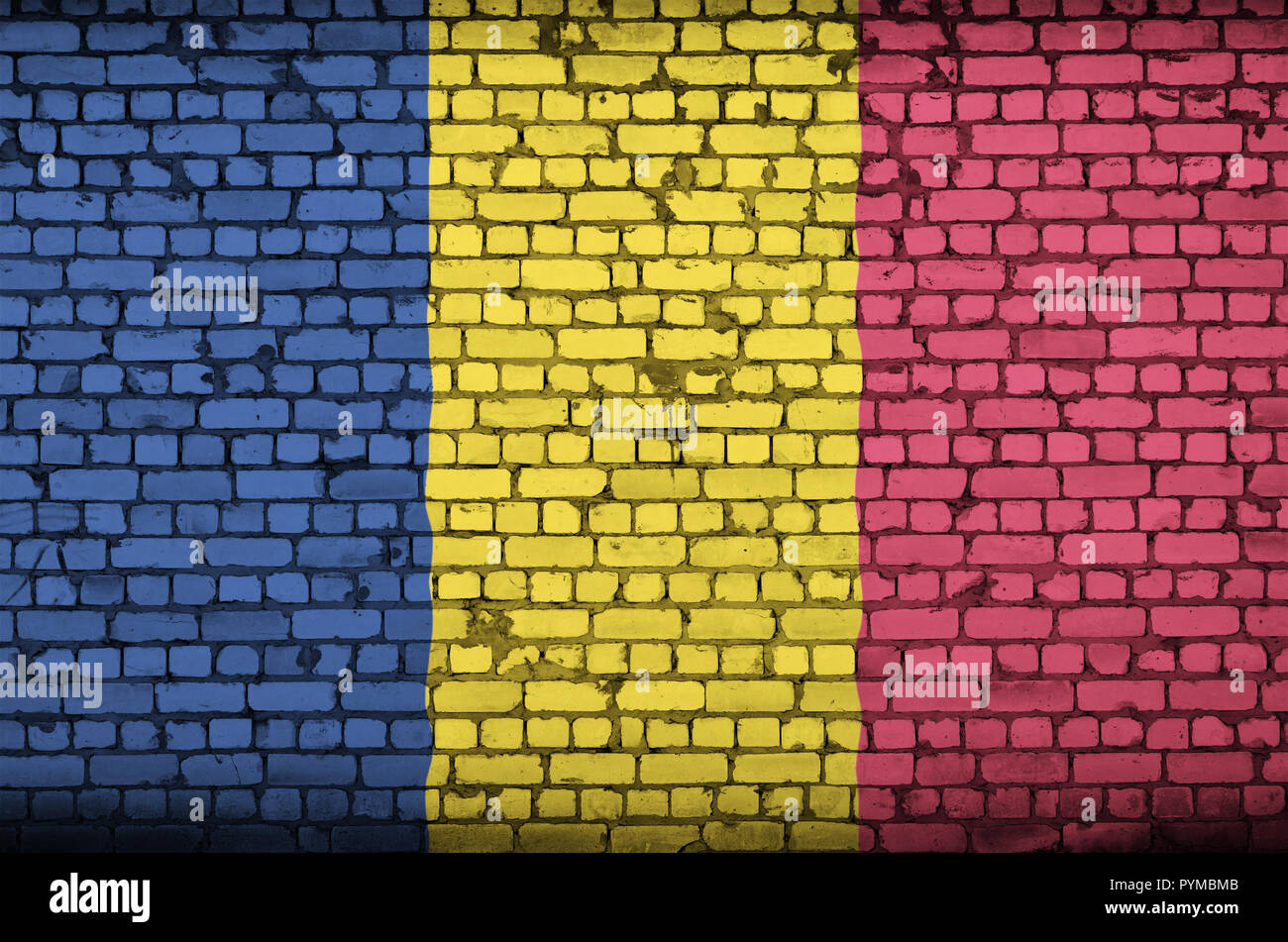 Chad flag is painted onto an old brick wall Stock Photo - Alamy