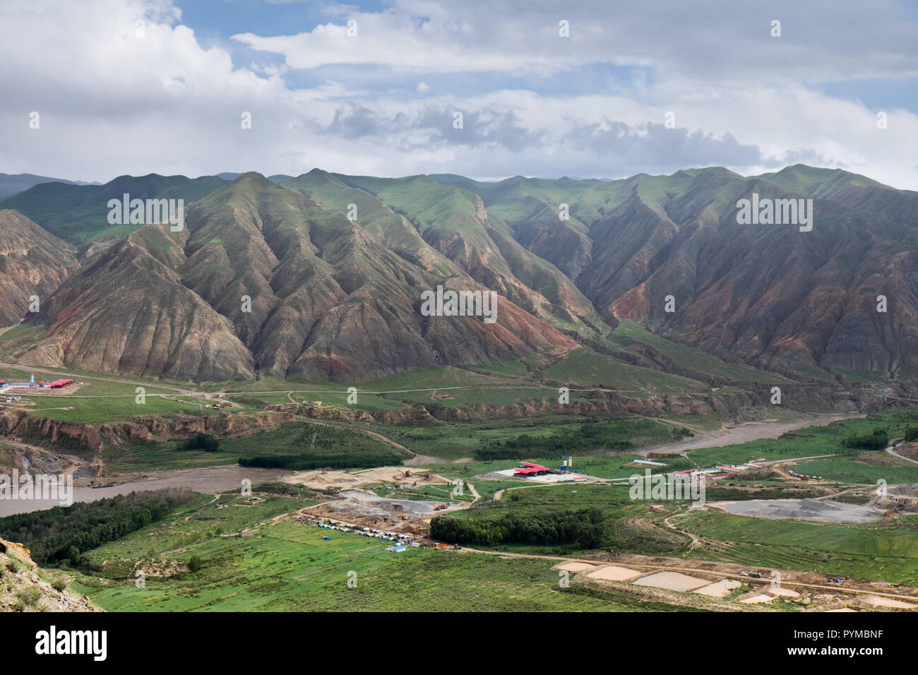 China's Binggou Danxia Landform shows layered mountains. Erosion ...