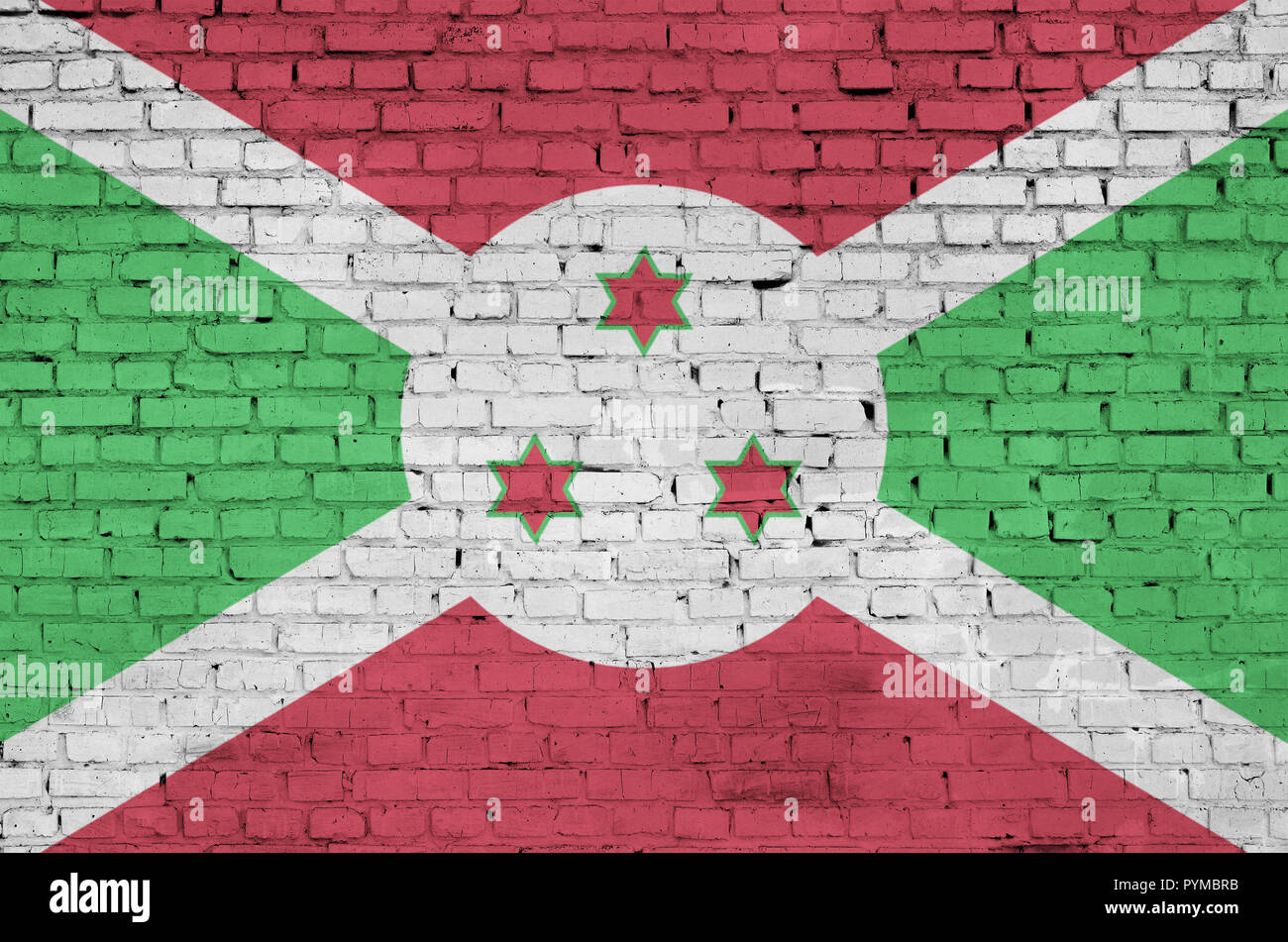 Burundi flag is painted onto an old brick wall Stock Photo - Alamy