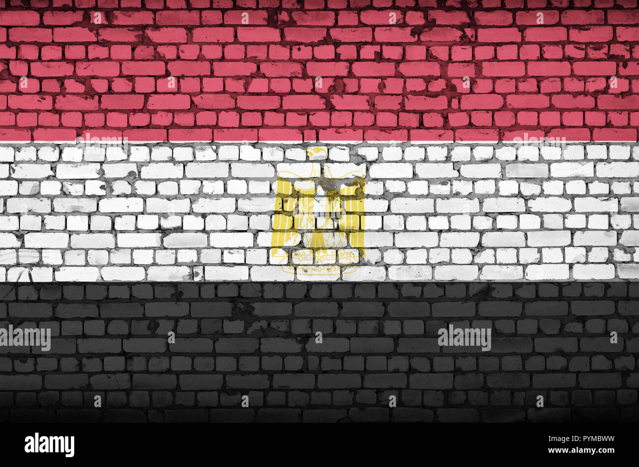Egypt flag is painted onto an old brick wall Stock Photo - Alamy