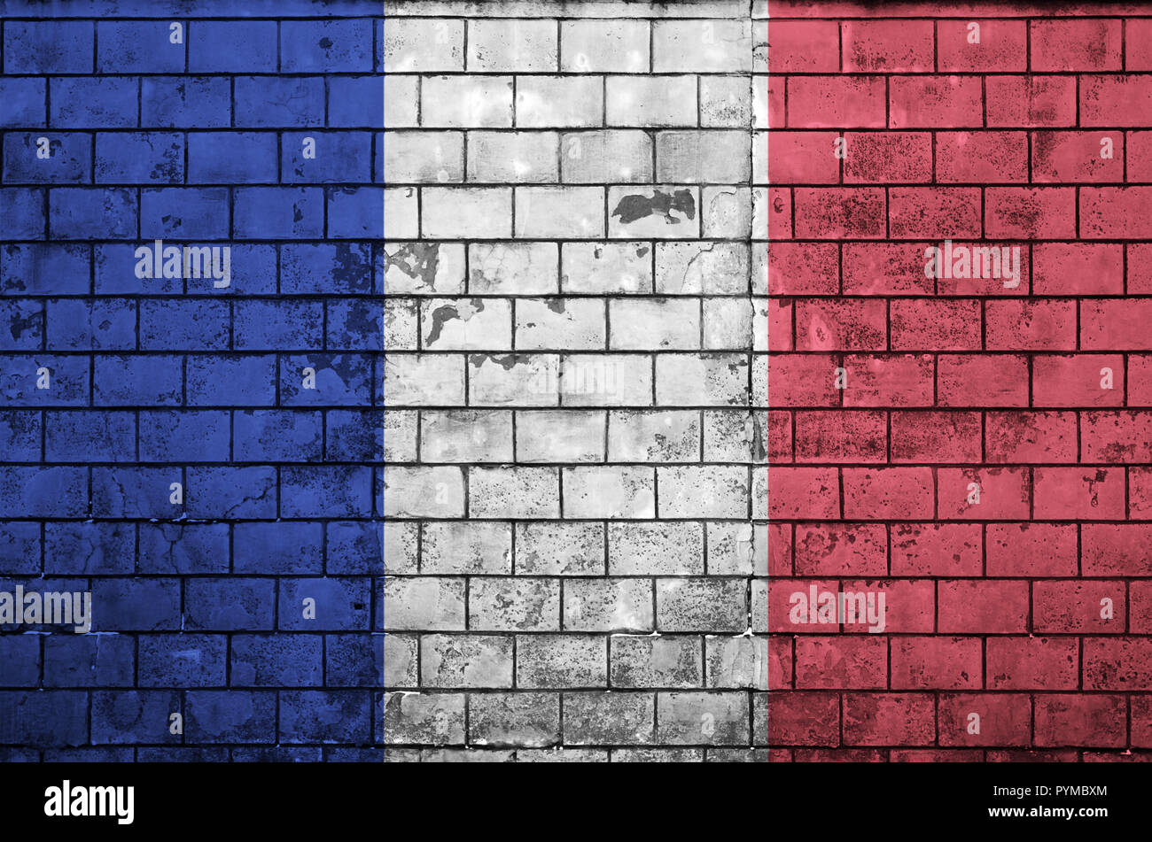 France flag is painted onto an old brick wall Stock Photo - Alamy