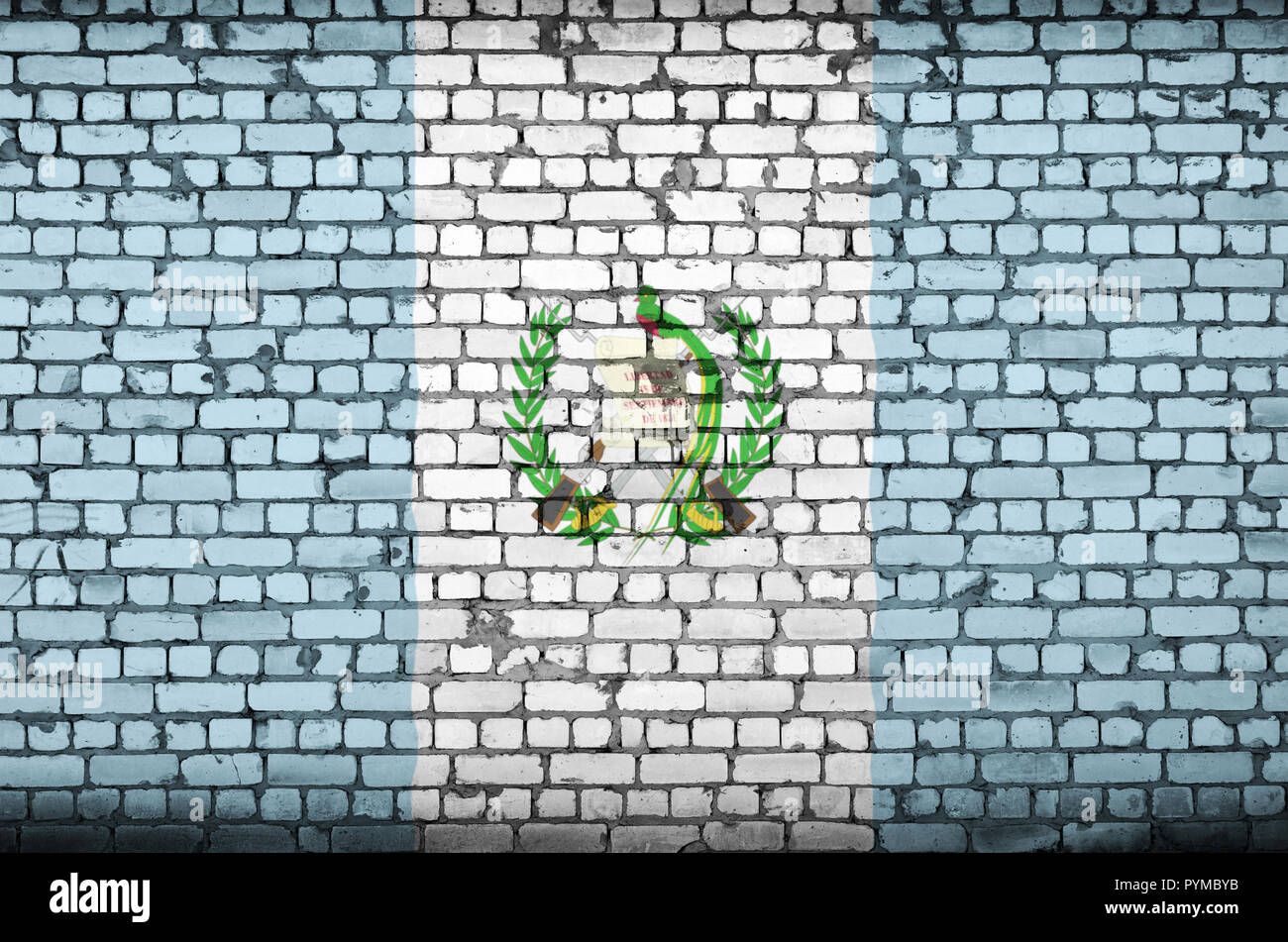 Guatemala flag is painted onto an old brick wall Stock Photo - Alamy
