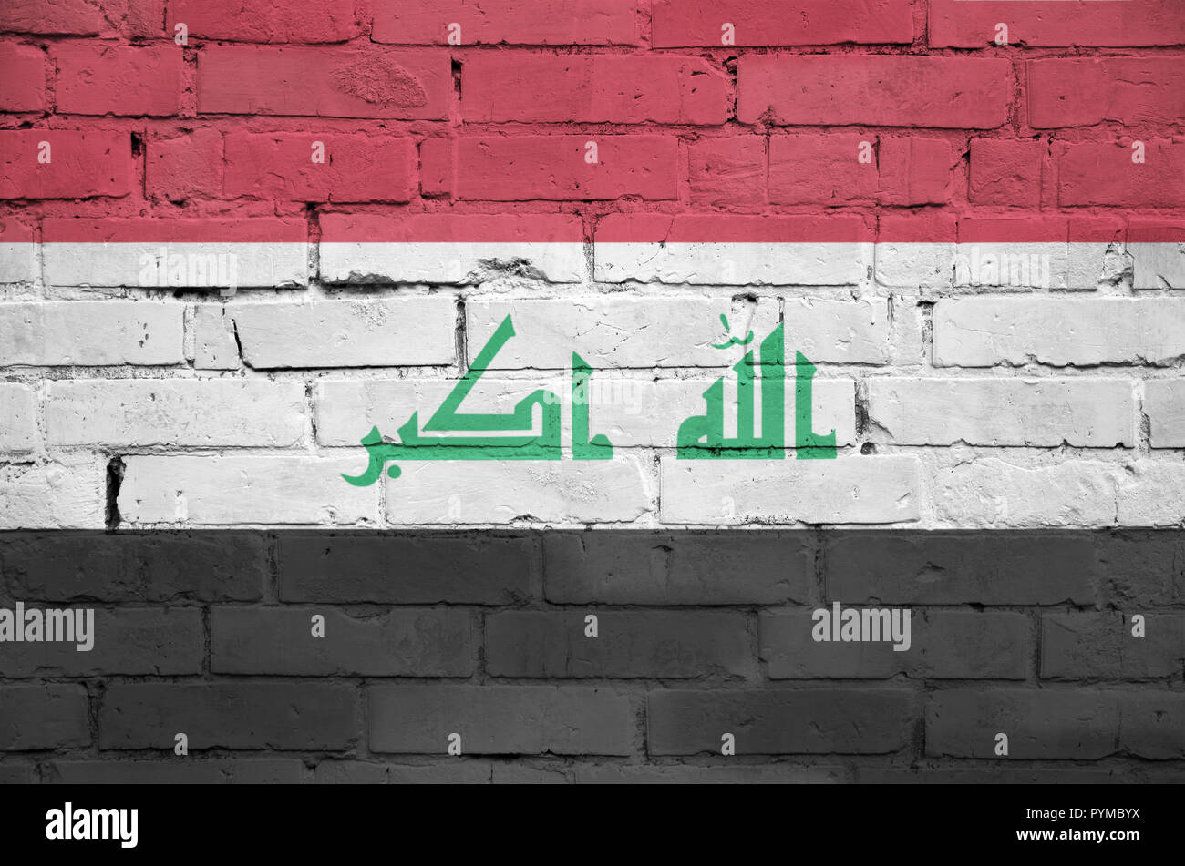 Iraq flag is painted onto an old brick wall Stock Photo - Alamy