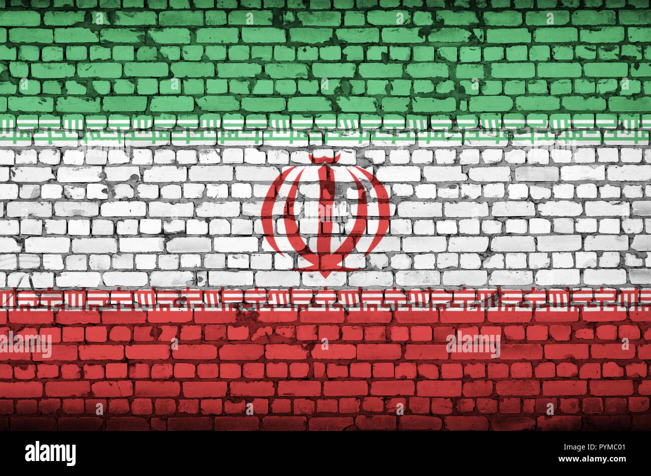 Iran flag is painted onto an old brick wall Stock Photo - Alamy