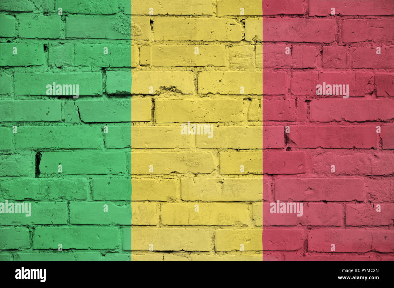 Mali flag is painted onto an old brick wall Stock Photo - Alamy