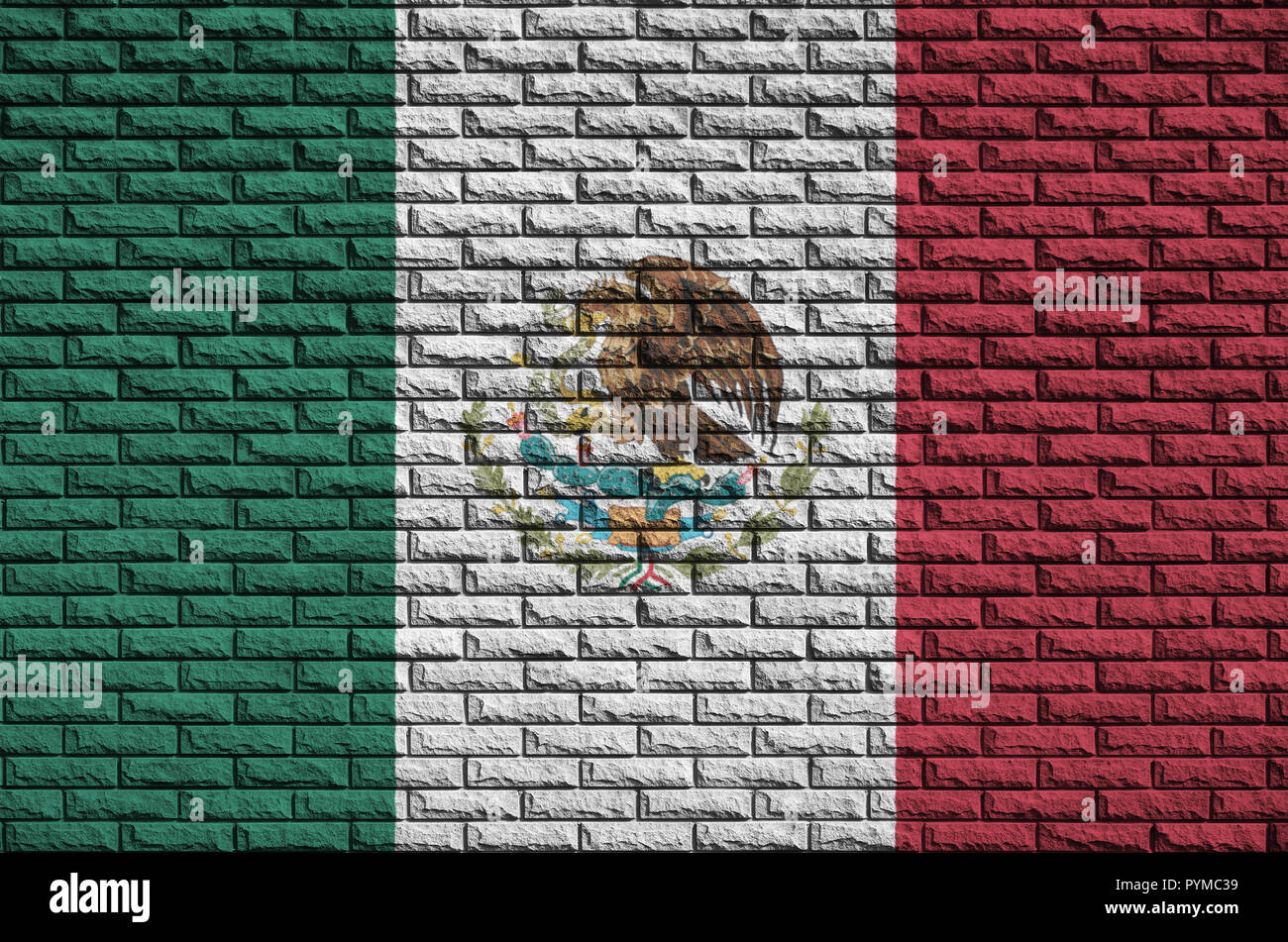 Mexico flag is painted onto an old brick wall Stock Photo - Alamy