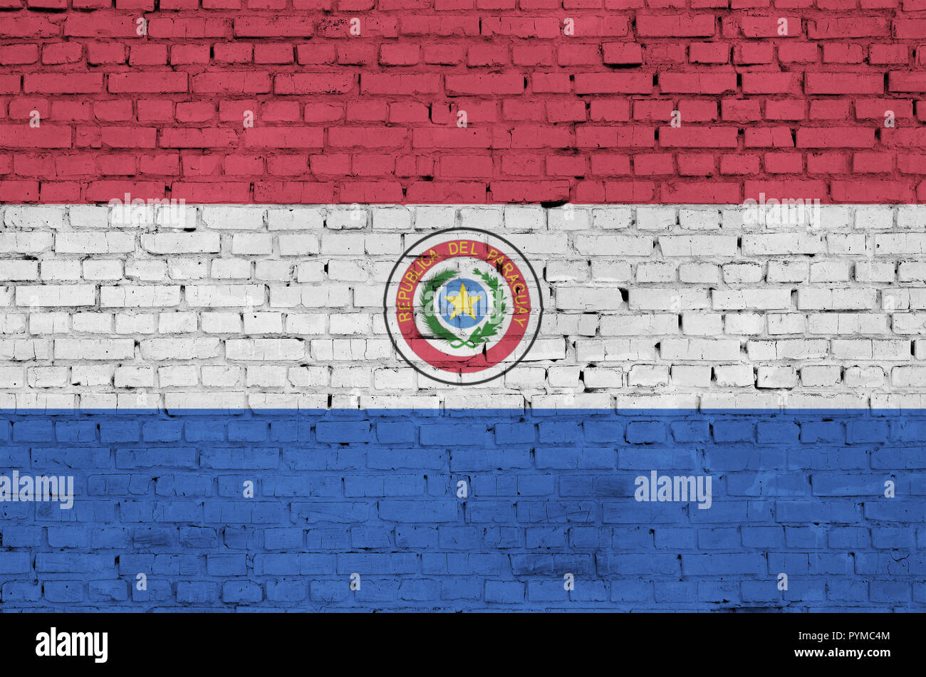 Paraguay flag is painted onto an old brick wall Stock Photo - Alamy