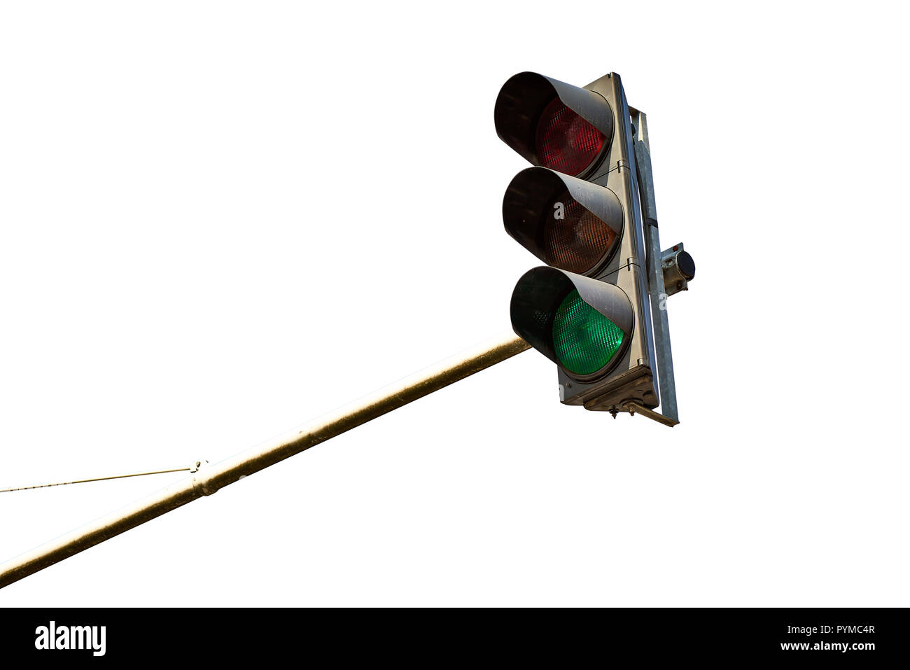 Green traffic light in the city isolated on white with clipping path ...