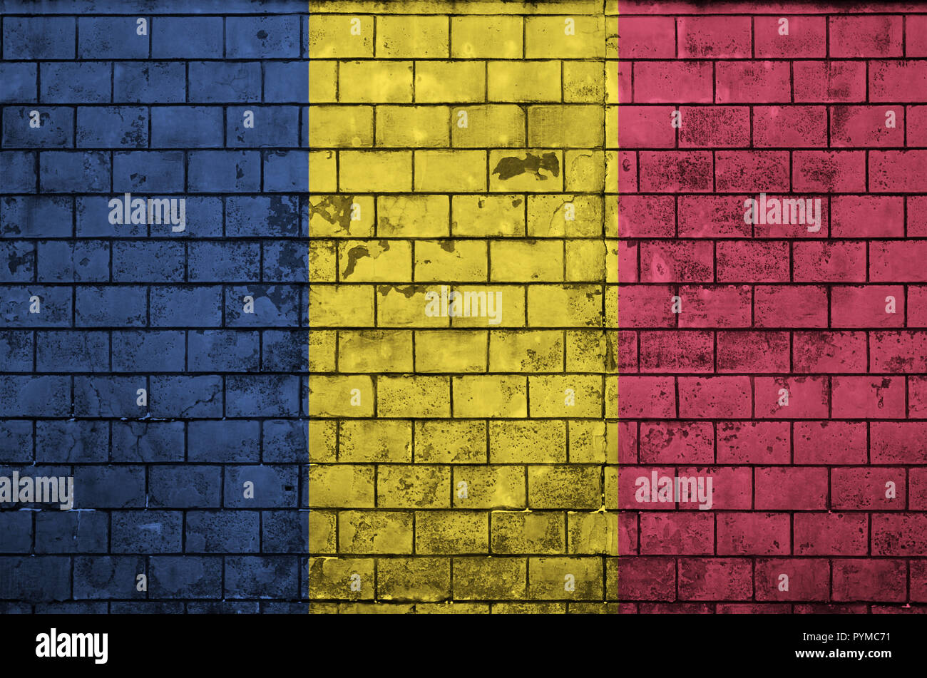 Chad flag is painted onto an old brick wall Stock Photo - Alamy