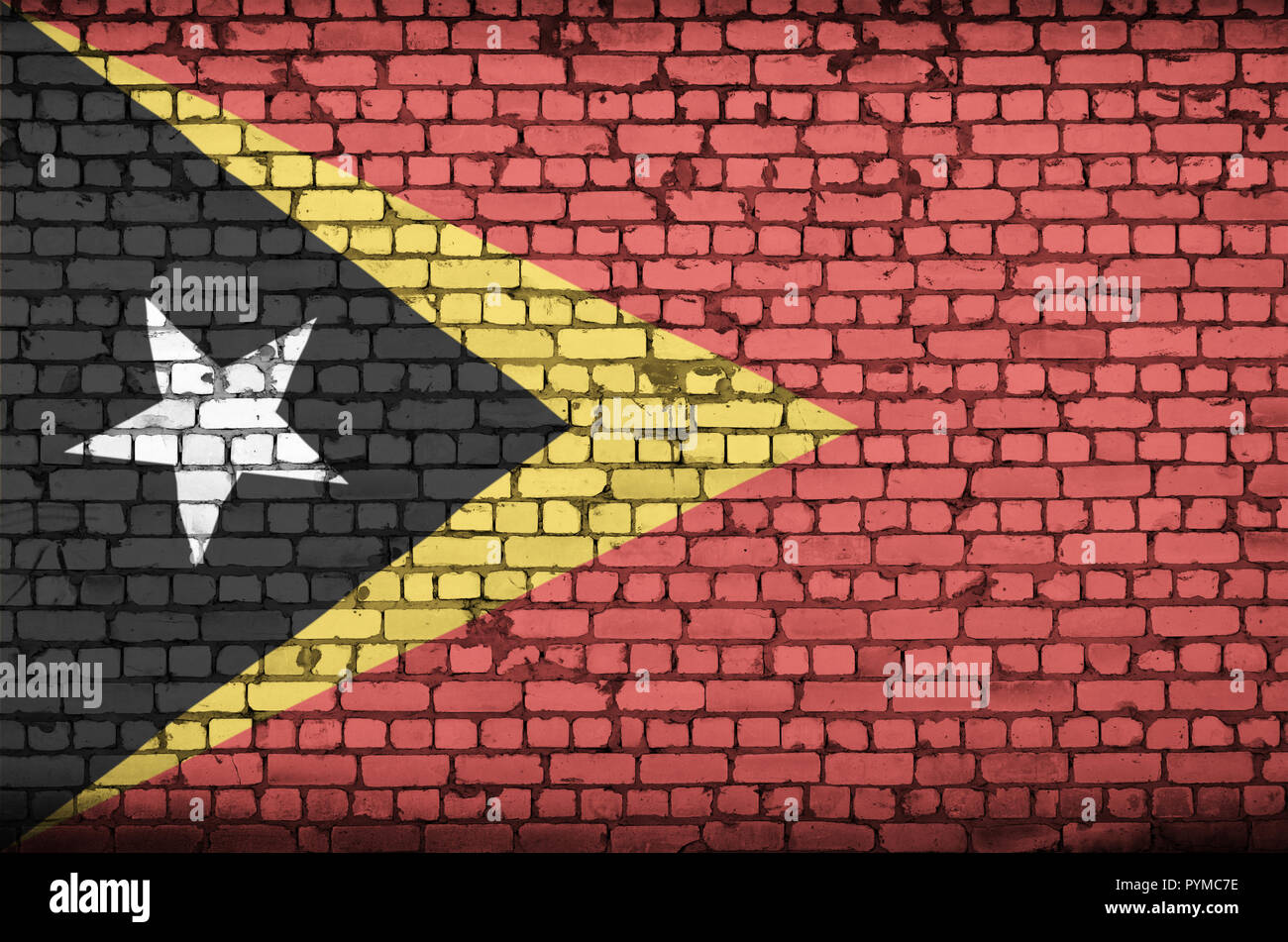 Timor Leste flag is painted onto an old brick wall Stock Photo - Alamy