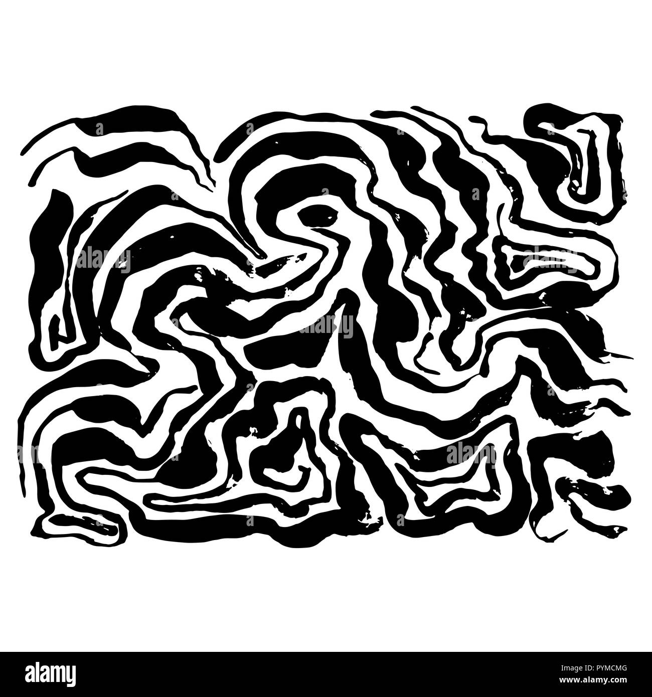 Brush painted wave pattern. Black and white stripes grunge background ...