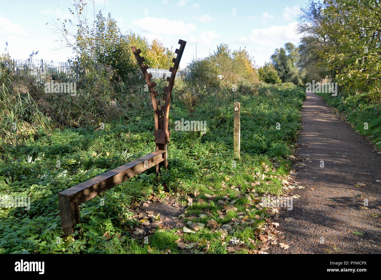 Public art mile marker on the Marriott's Way long-distance footpath ...