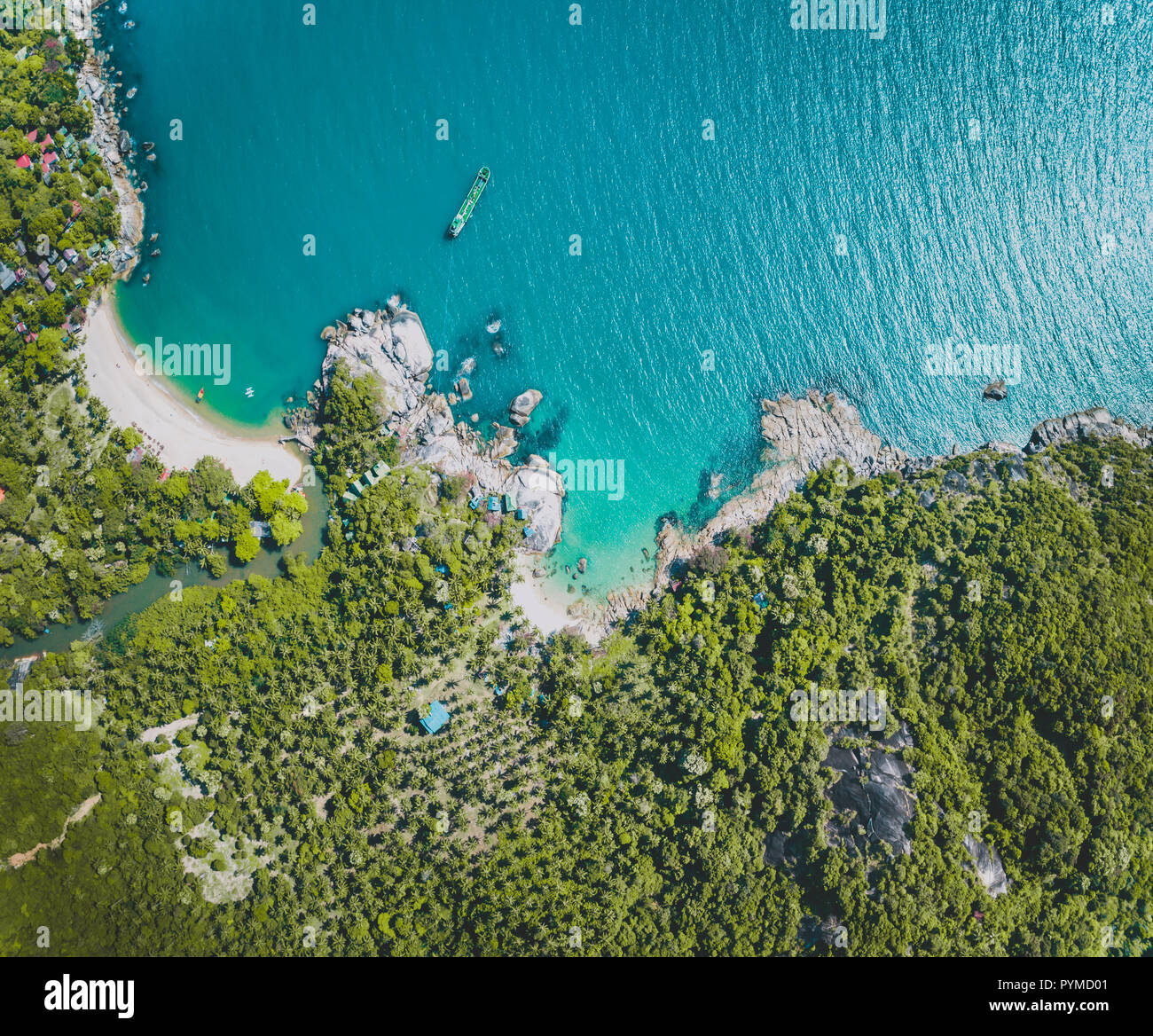 Aerial drone shot overview ocean, beach, forest. Bali. Amazing ...
